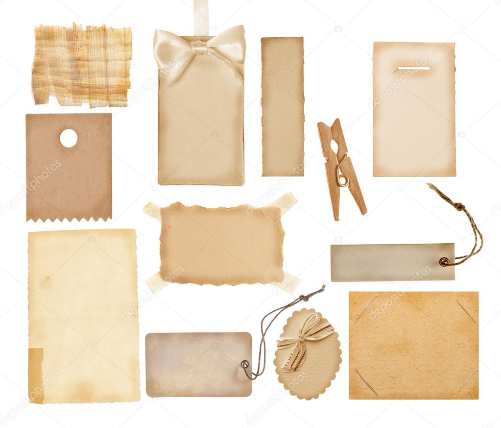 Collection of blank cardboard paper labels or tags Stock Photo by ...