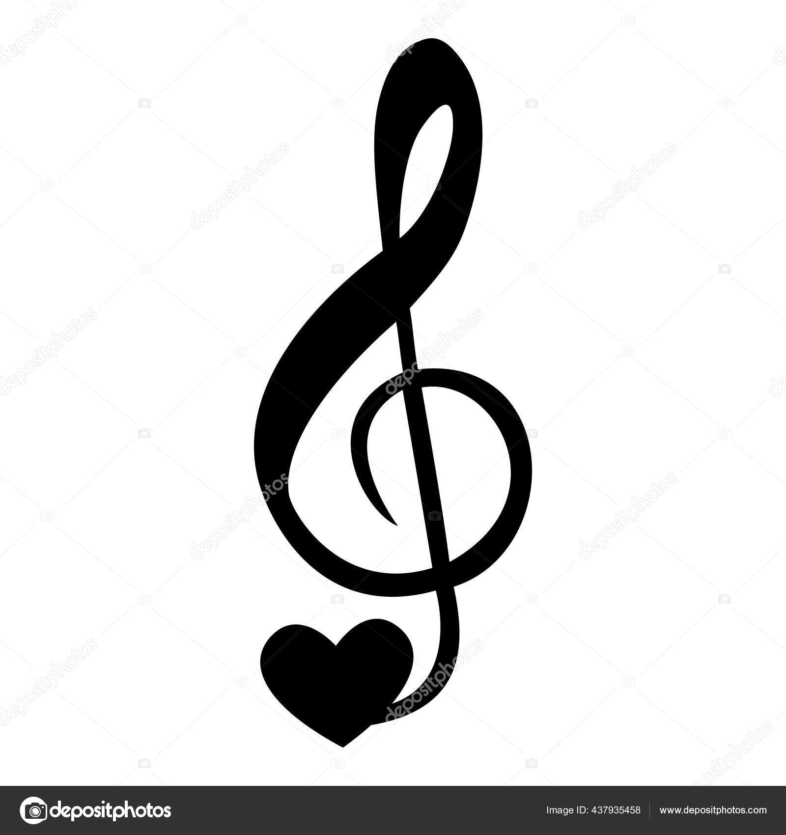 Treble Clef Heart Vector Illustration Isolated White Background Stock ...
