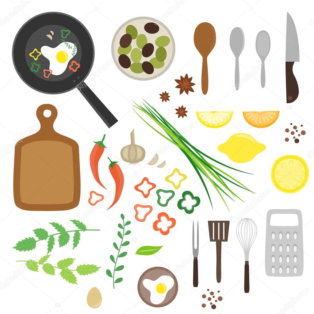 Set with different ingredients Stock Vector Image by ©vareennik #112440566