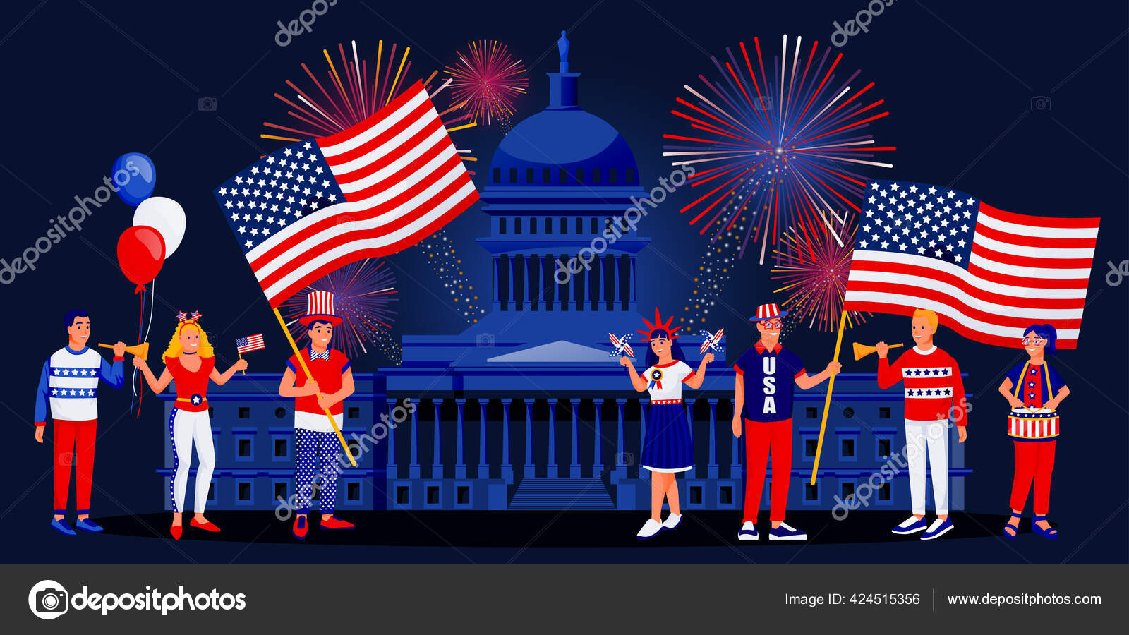 4th Of July Cartoon Wallpaper