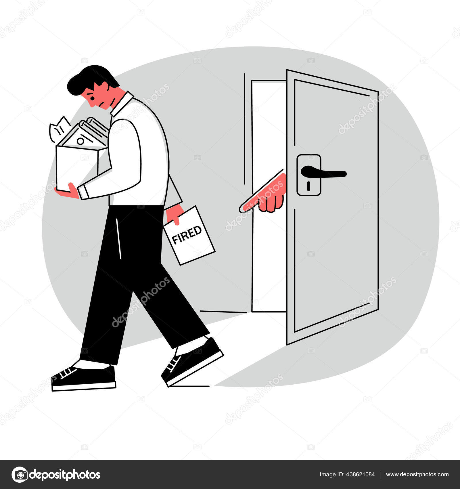 Despedimento Trabalho Homem Triste Com Uma Caixa Coisas Legenda ...