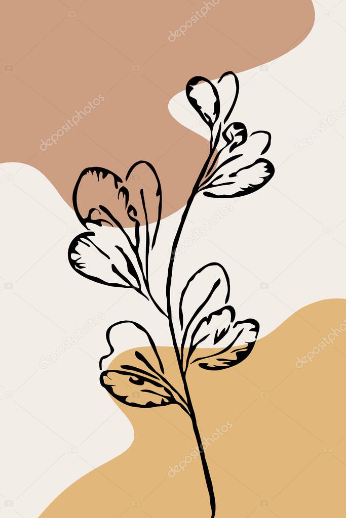 Cartel de arte contempor neo. Arte de la pared bot nica. Proyecto de impresi n, portada, papel ...