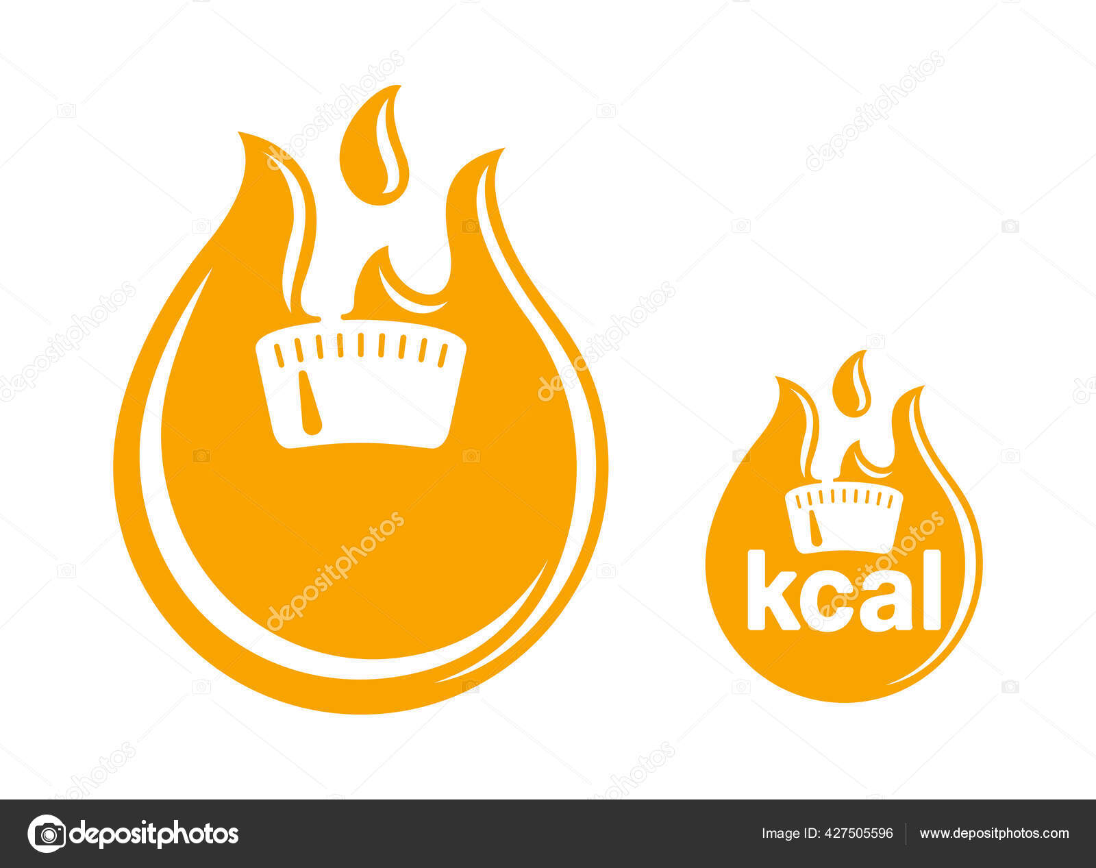 Kcal flat icon - flame and weight scales Stock Vector Image by ...