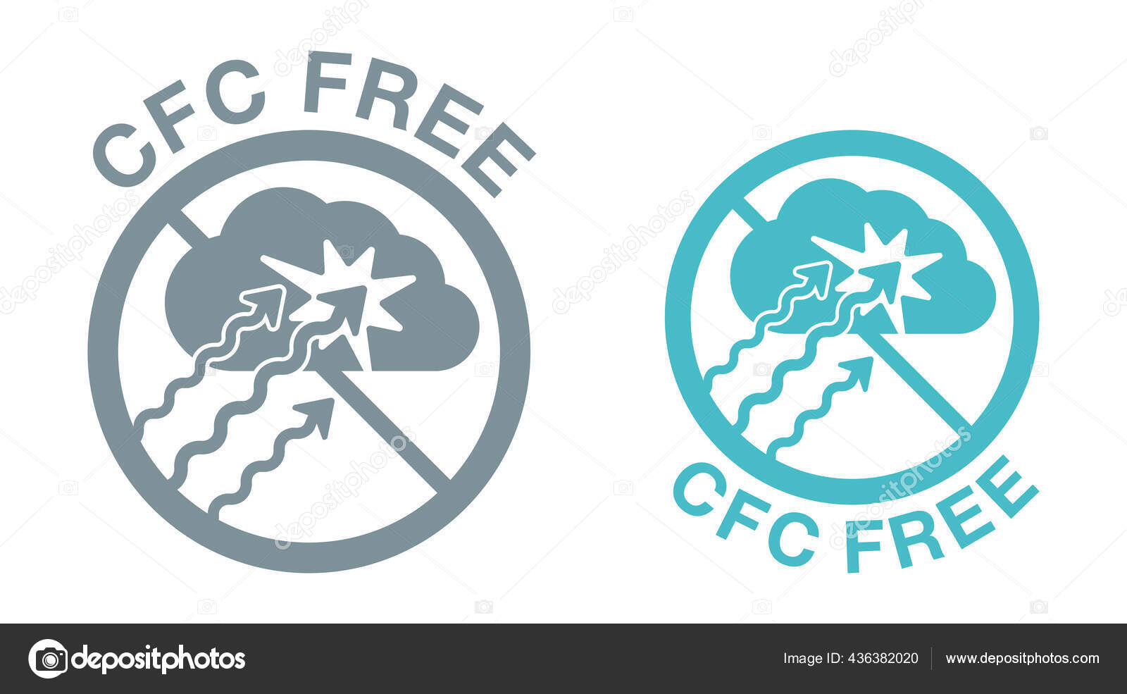 Signo libre de CFC - freón, componente de aerosol inhalador Vector de ...