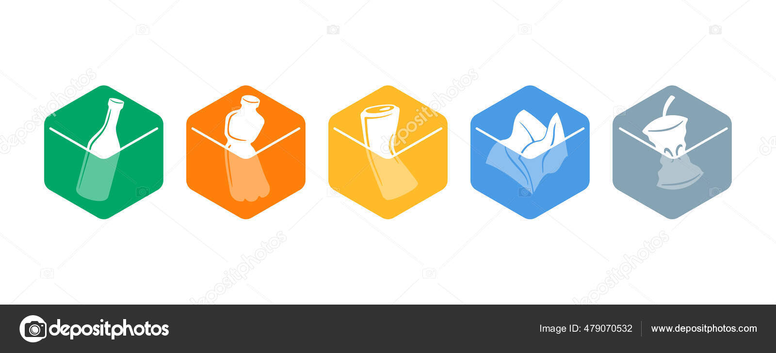 Waste sorting stickers set Stock Vector by ©Dmitrynew83 479070532