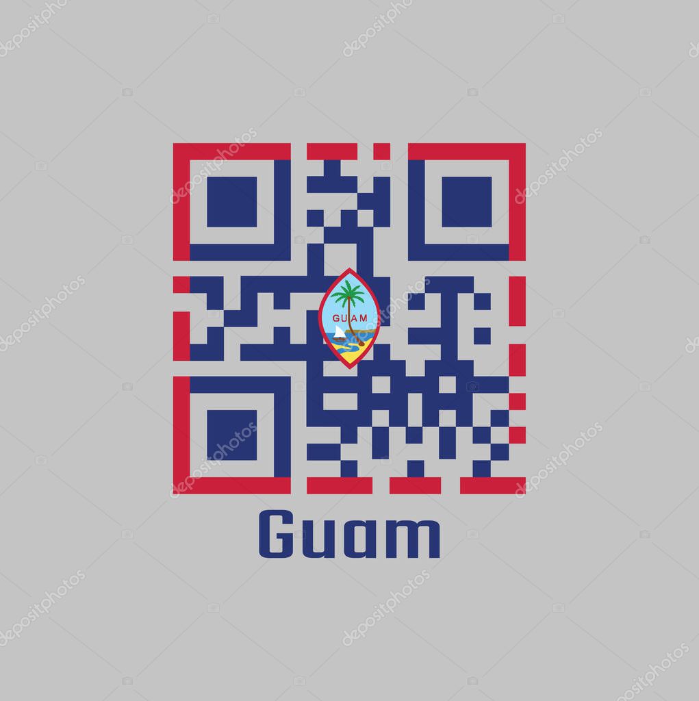 El código QR establece el color de la bandera de Guam. Un fondo azul ...