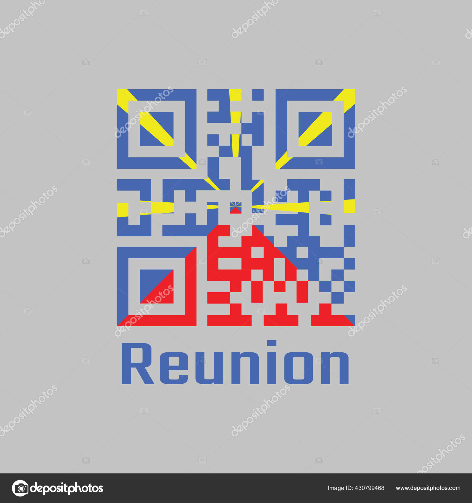 Code Set Color Reunion Flag Red Yellow Blue Color Grey Stock Vector ...