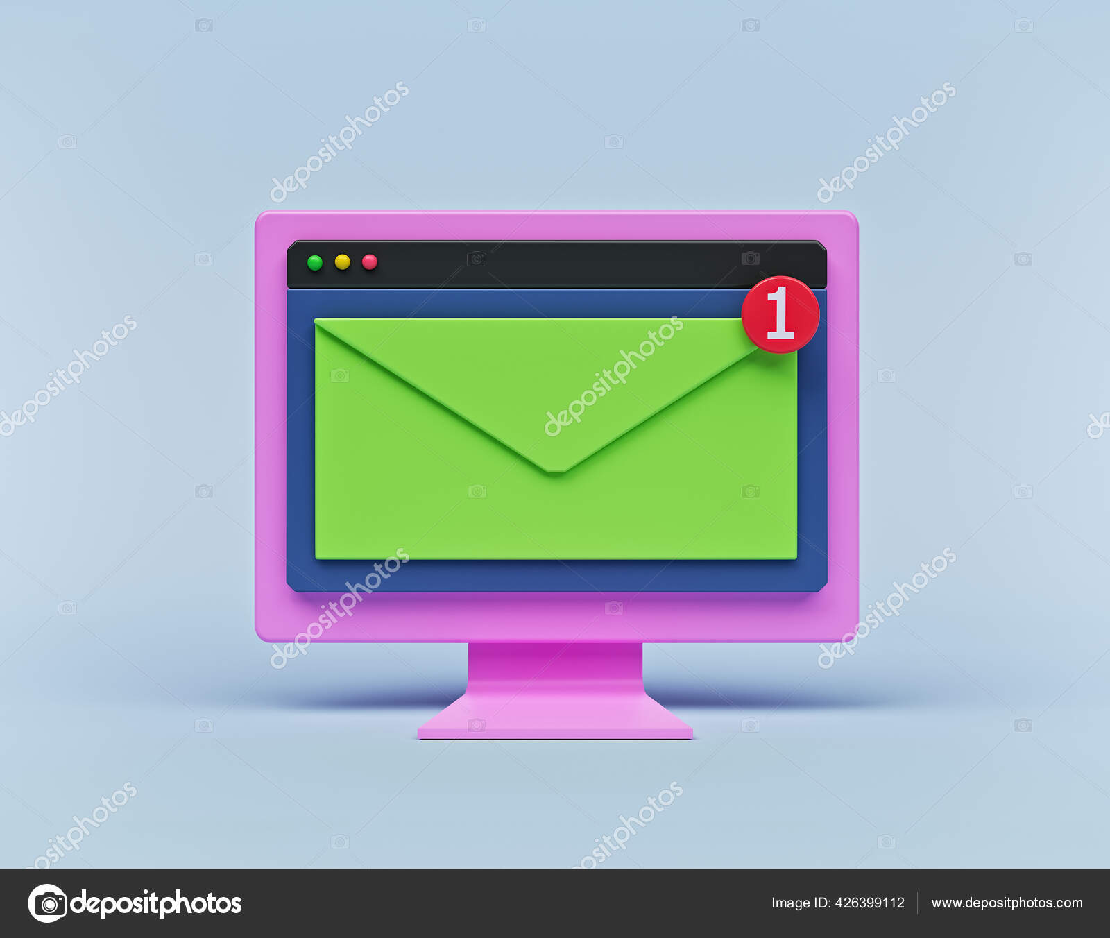 New Email Notification Icon Minimal Design Rendering Stock Photo by ...