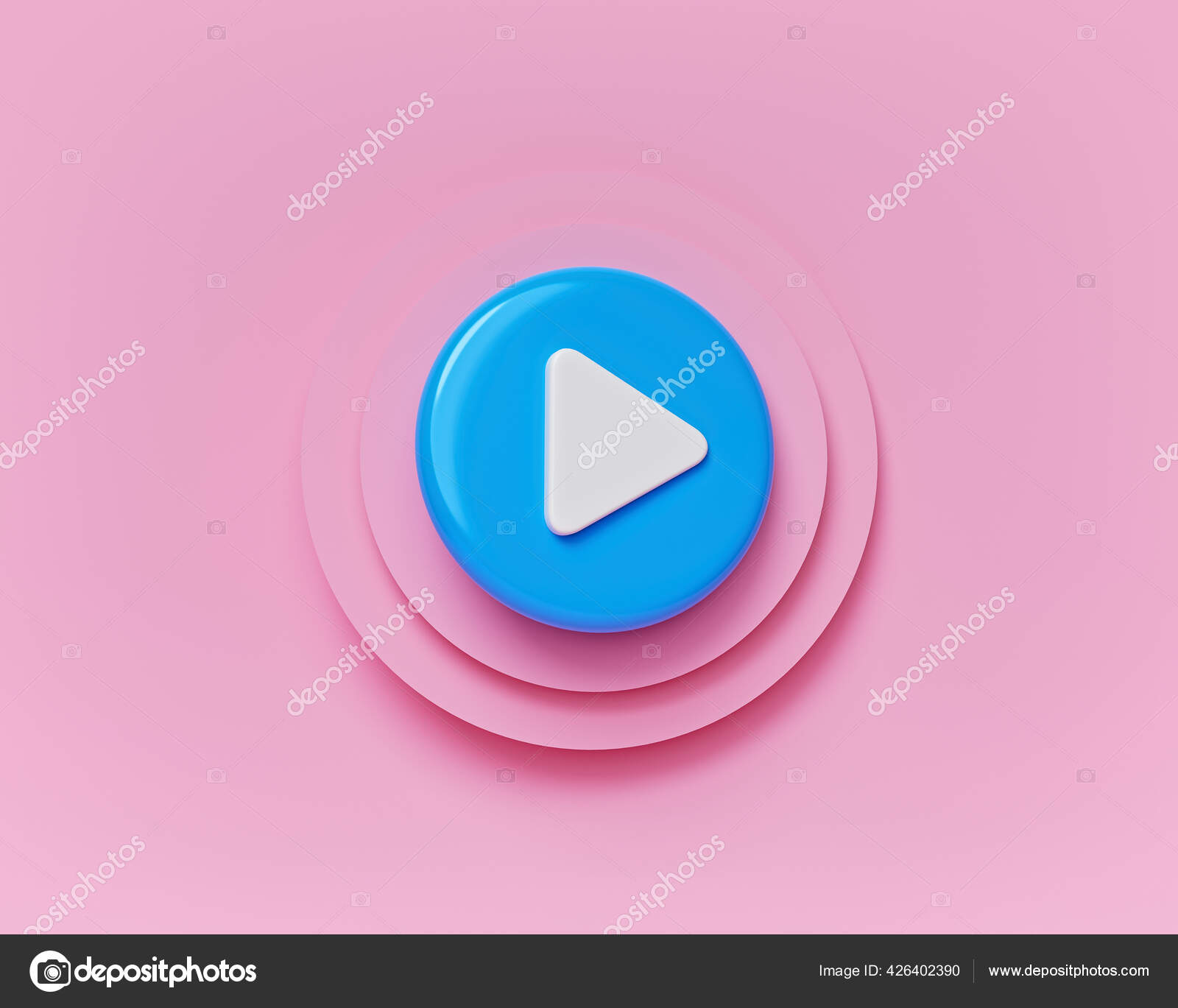 Abstract Minimal Play Button Pastel Pink Background Concept Video Audio ...