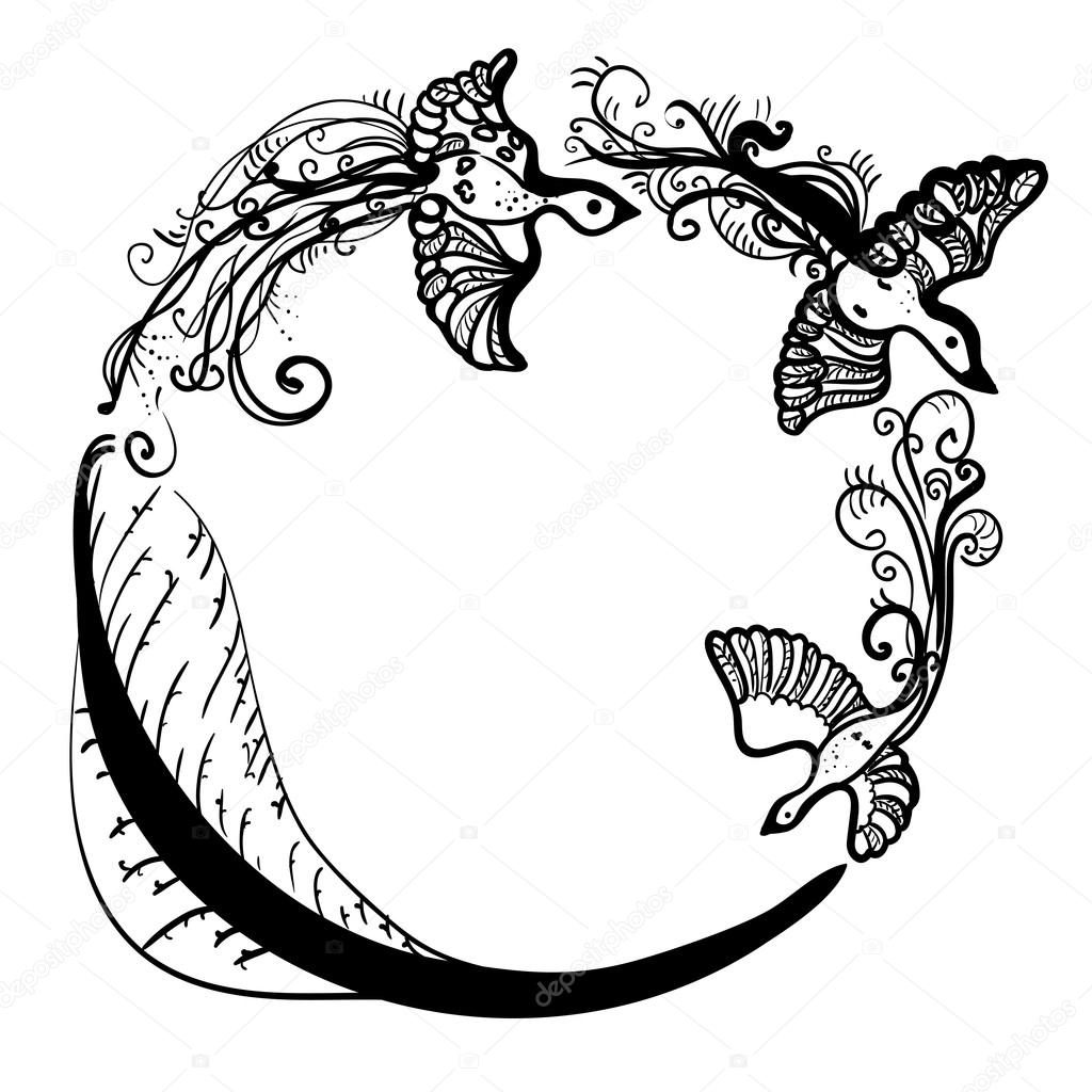 Black and White Birds Frame — Stock Vector © olale #71316355