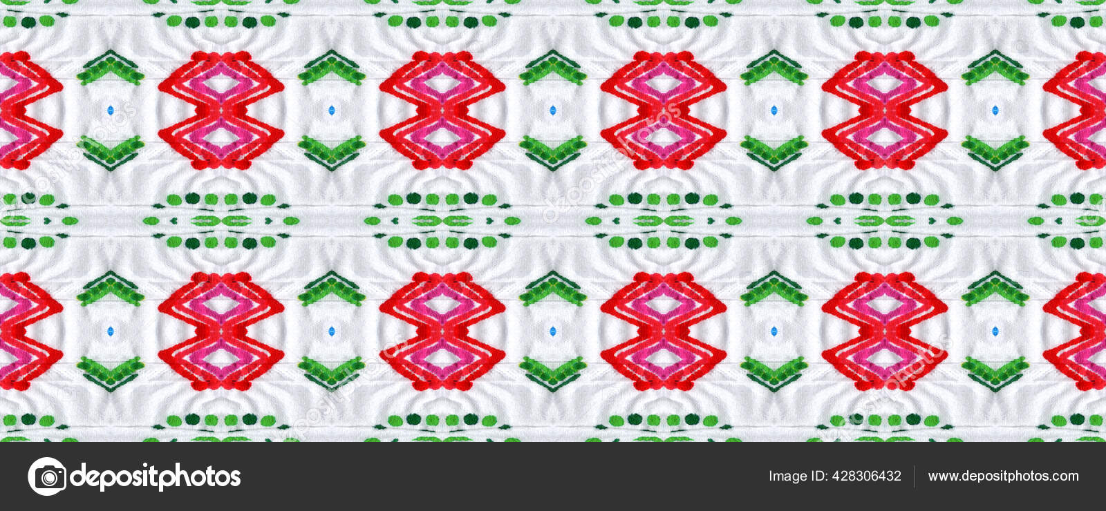 Colorful Ethnic Seamless Pattern Modern Print Fabric Green Color ...