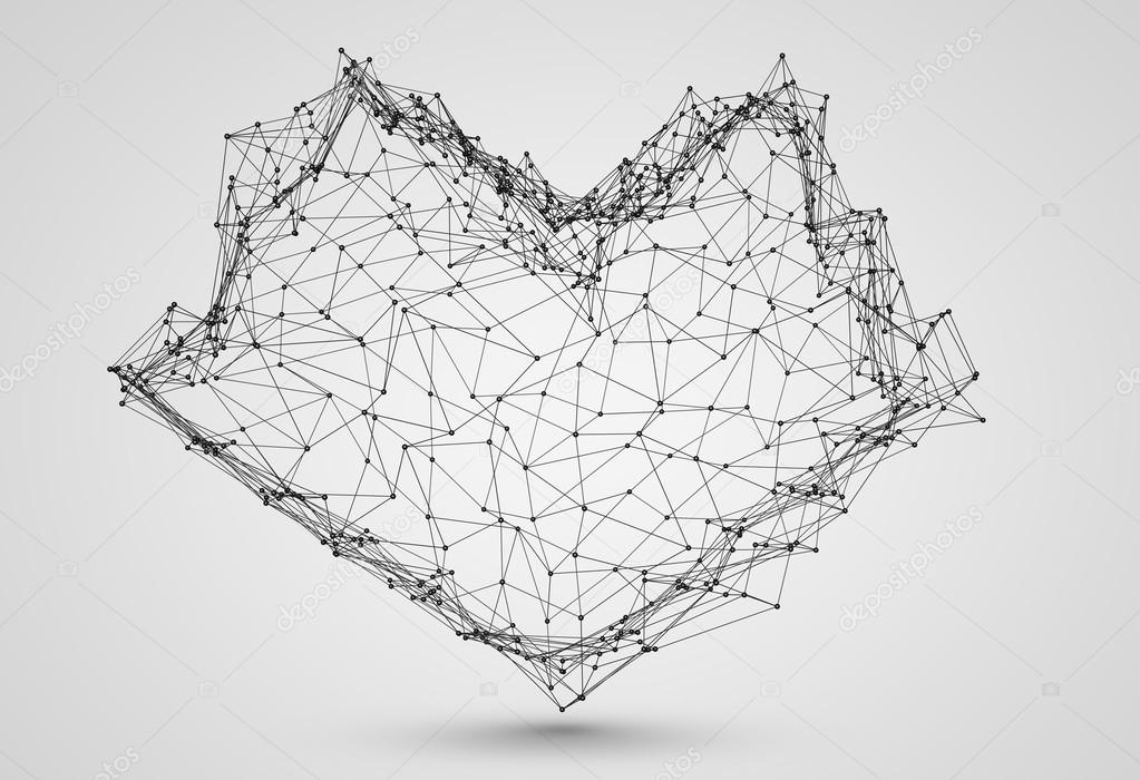 Stylized low poly wire construction concept concepts connection heart ...