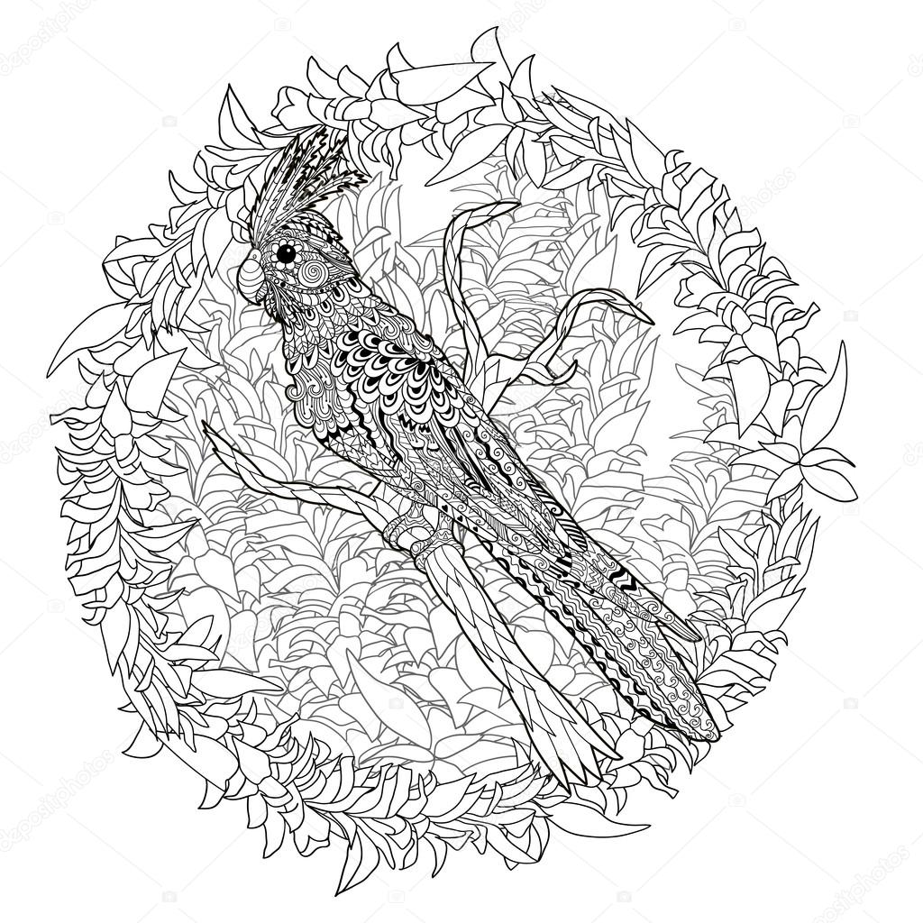 Parrot corella on the branch. Stock Vector Image by ©Lezhepyoka #117332796