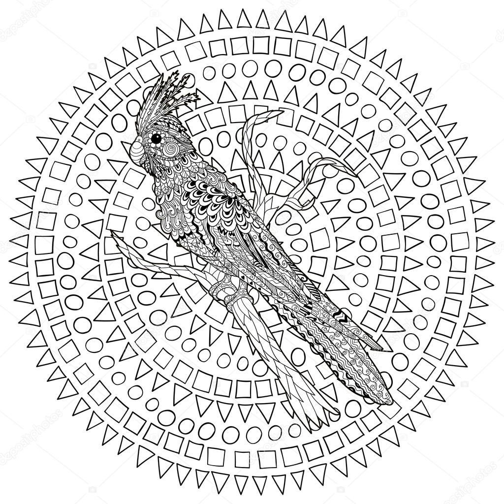 Parrot corella on the branch. Stock Vector Image by ©Lezhepyoka #117333696