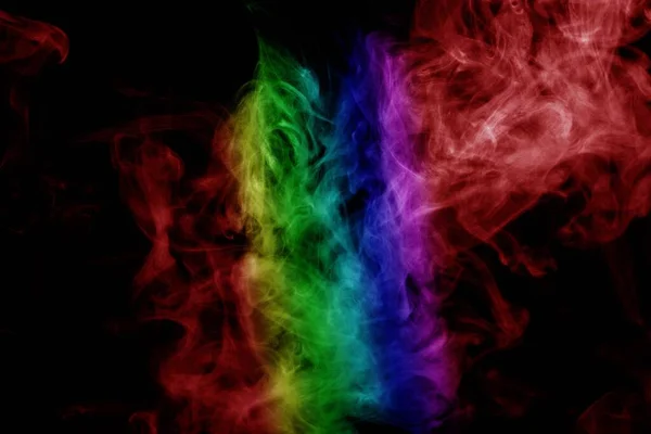 Abstract Smoke Isolated Black Background Rainbow Powder Stock Photo by ...