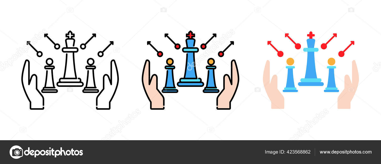 Business Strategy Icon Set Isolated White Background Web Design Stock ...