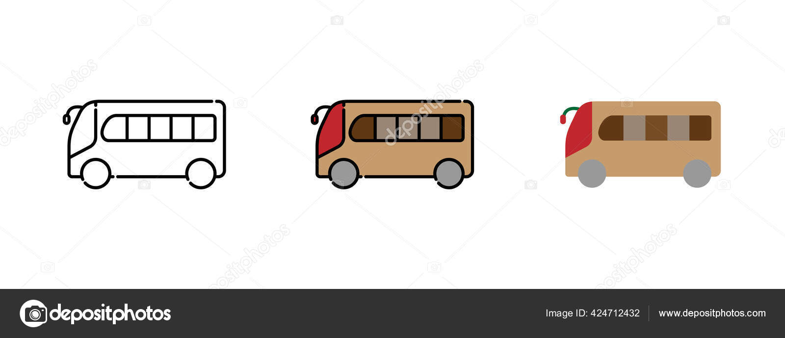 Conjunto Iconos Bus Aislado Sobre Fondo Blanco Para Diseño Web Vector ...