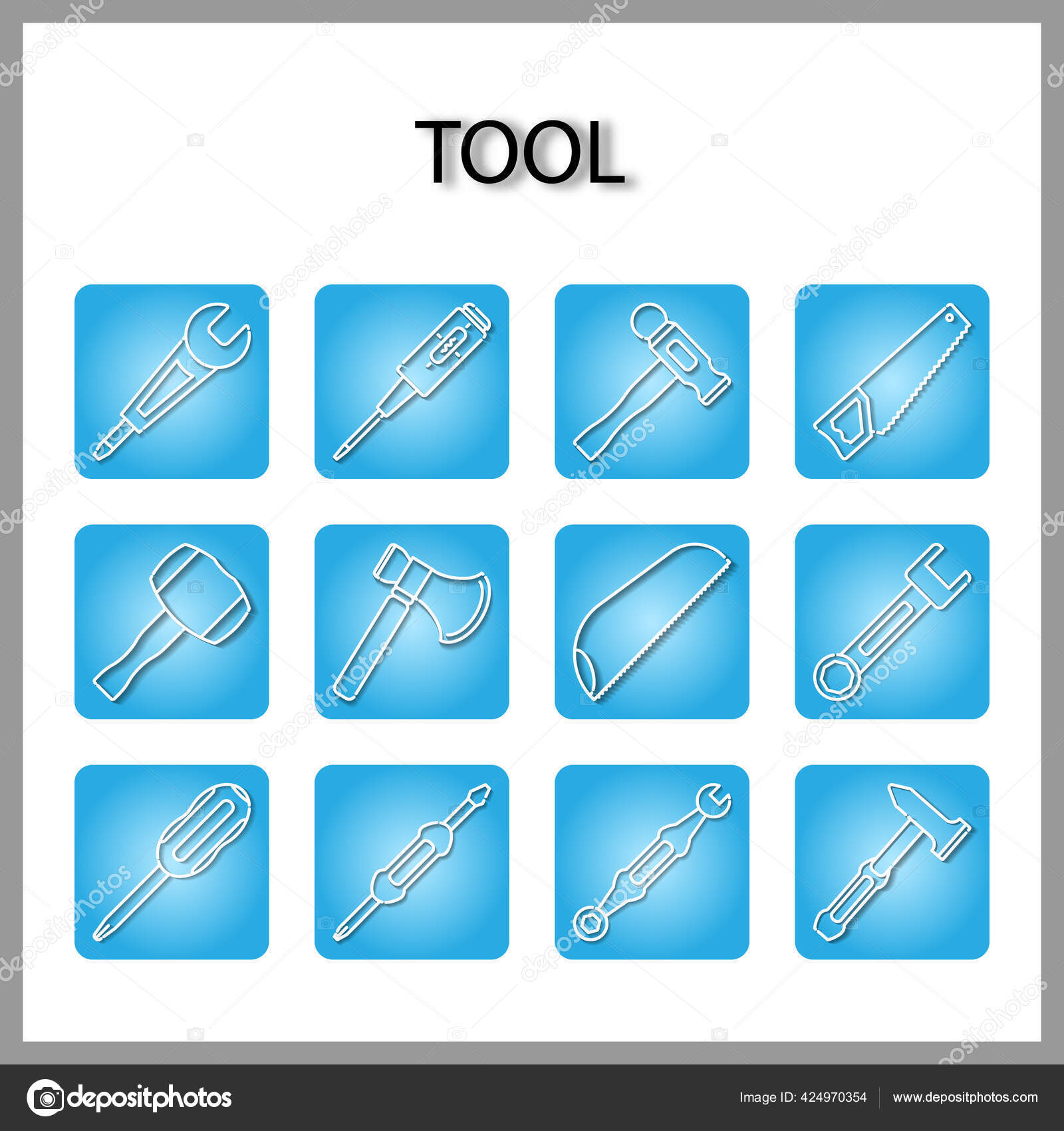 Tool Icon Set Isolated White Background Web Design Stock Vector by ...