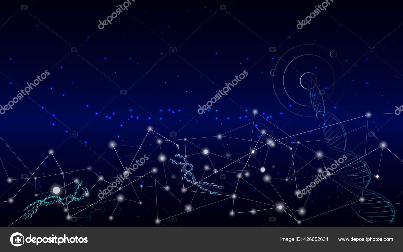 Dna Molecules Tec Interface Abstract Communication Technology Line Dots ...