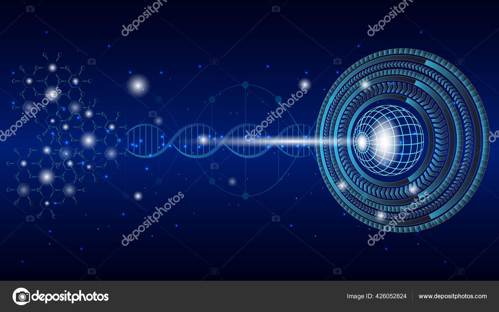 Dna Molecules Tec Interface Abstract Communication Technology Line Dots ...