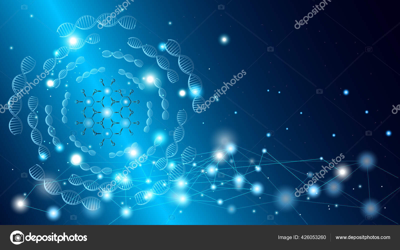 Dna Molecules Tec Interface Abstract Communication Technology Line Dots ...