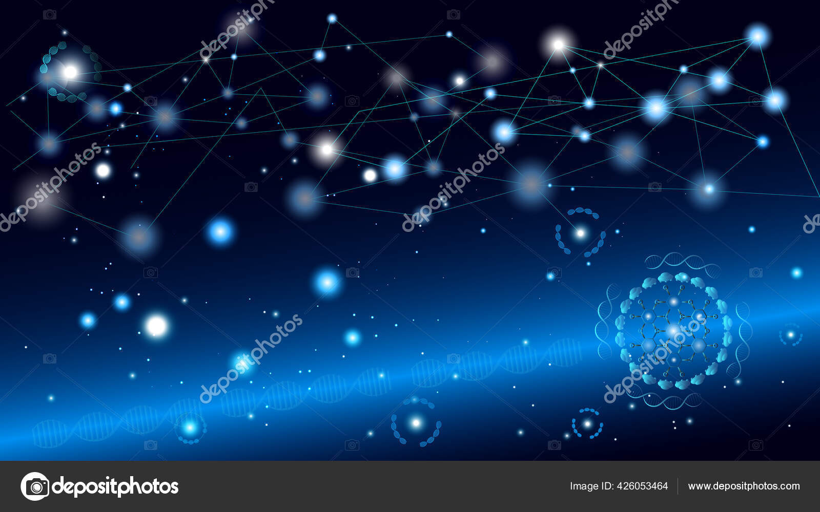 Dna Molecules Tec Interface Abstract Communication Technology Line Dots ...