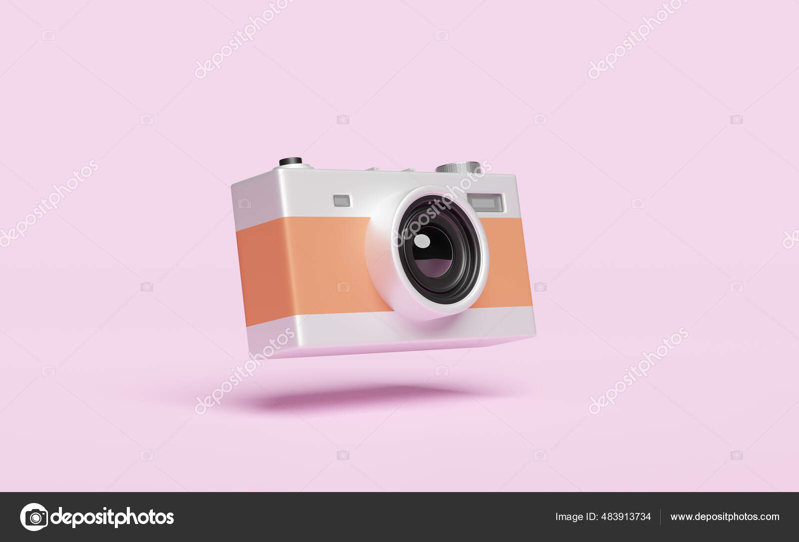 Cámara Color Plateado Aislada Sobre Fondo Pastel Rosa Ilustración ...
