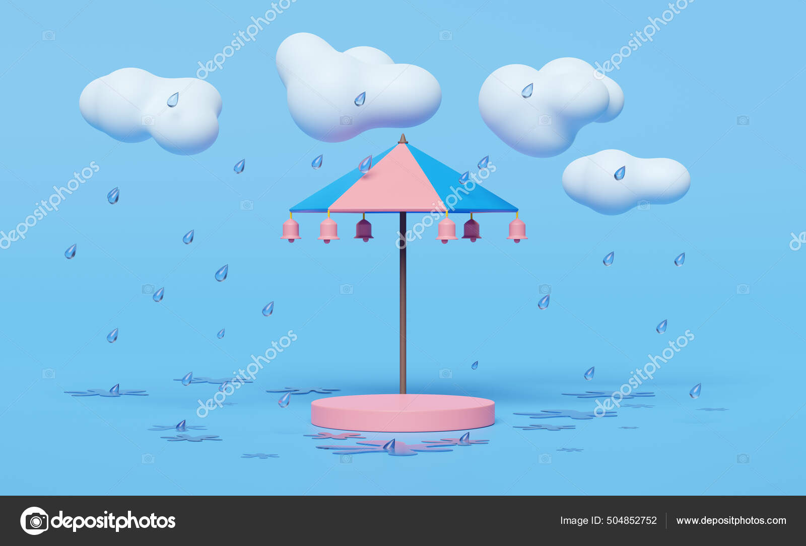 Stage Podium Empty Umbrella Cloud Drop Rain Water Notification Bell ...
