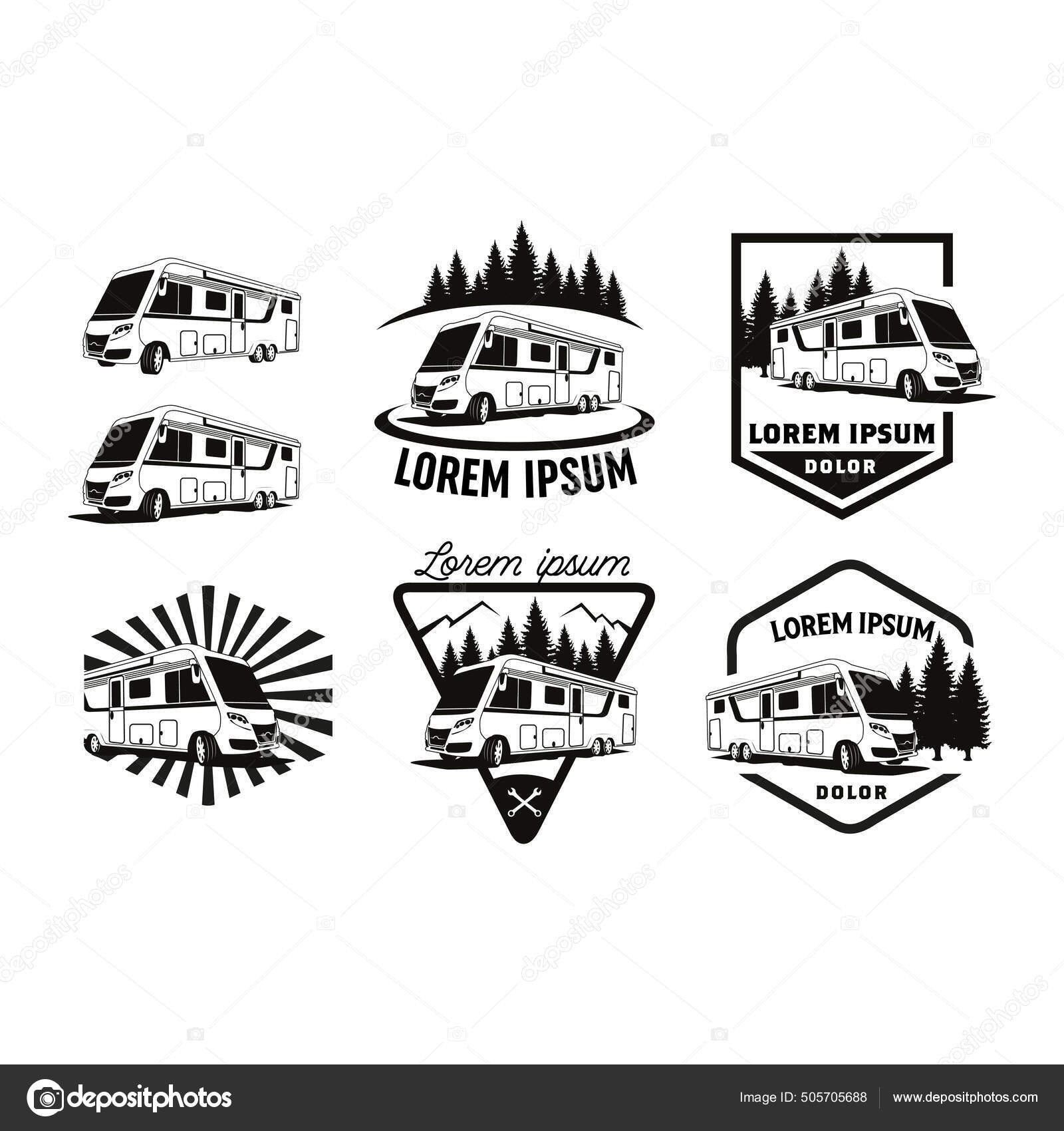 Camper Travel Logo Set Design Template White Background Stock Vector by ...