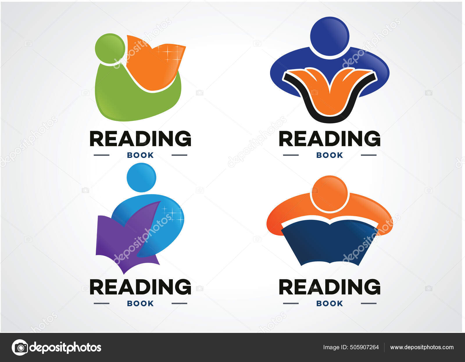 Reading Book Logo Set Template Design Vector Emblem Design Concept ...