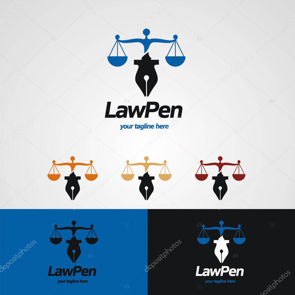 Plantilla de diseños de logotipo de lápiz de ley con fondo blanco 2023