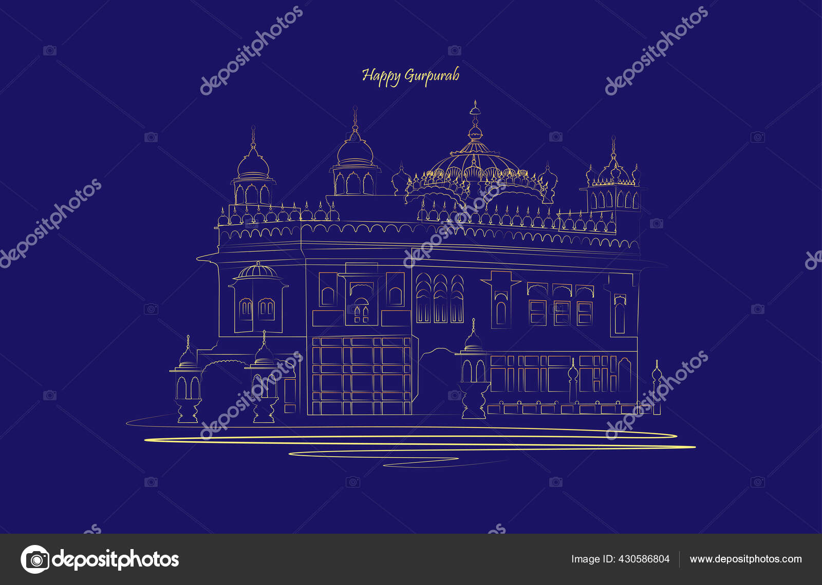 Vector Illustration Guru Nanak Prakash Parv Happy Gurpurab Golden White ...