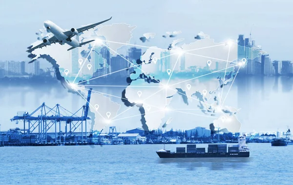 The world logistics background or transportation Industry or shipping ...