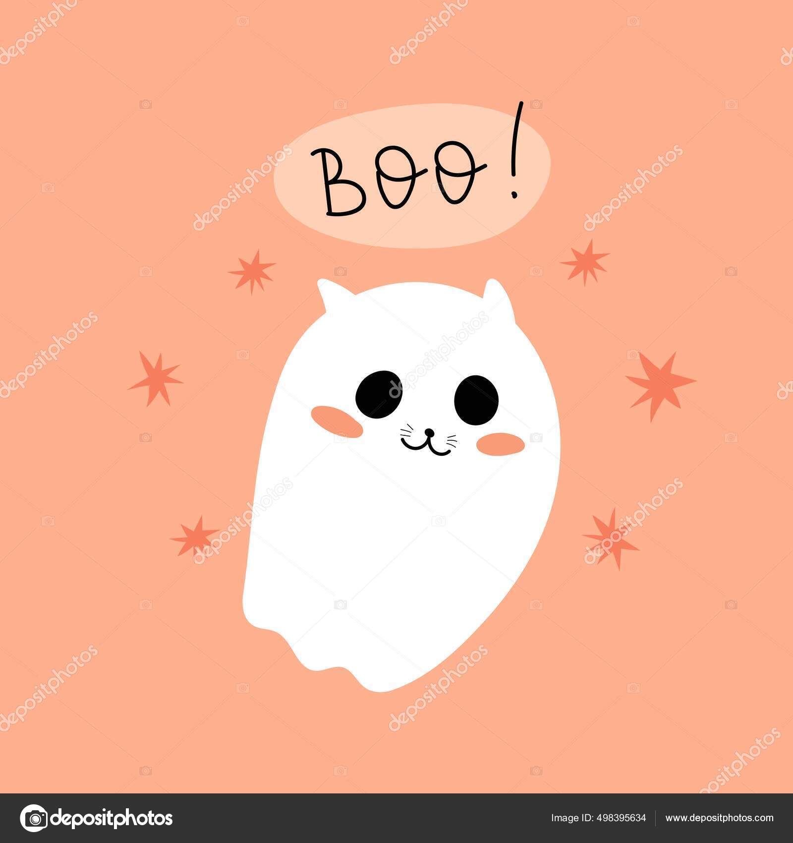 Boo Fantasma Dibujos Animados Letras Dibujo Mano Elementos Decorativos ...