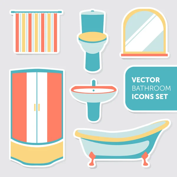 Colorful Isolated Vector Set Of Bathroom Icons In Modern Flat St Stock