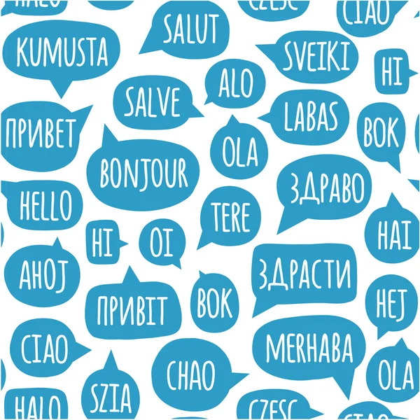 Seamless pattern with speech bubbles with the word hello in different ...