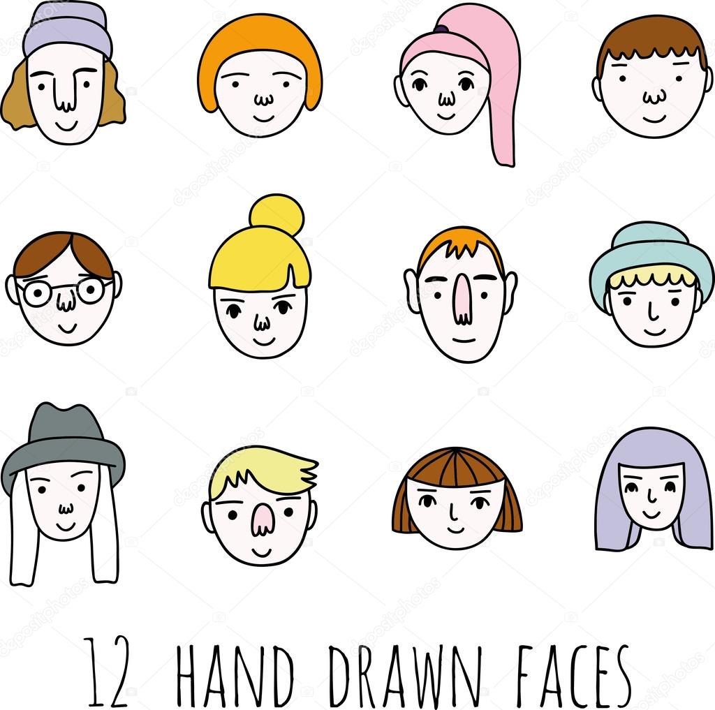 Funny hand drawn faces. Stock Vector Image by ©iliveinoctober #56812053