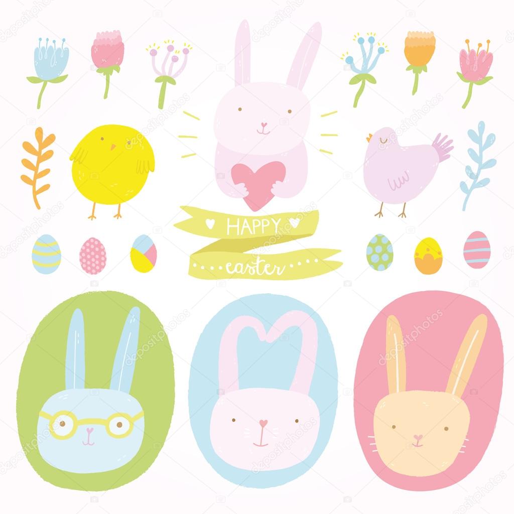 Easter design elements in cartoon style Stock Vector by ©iliveinoctober ...