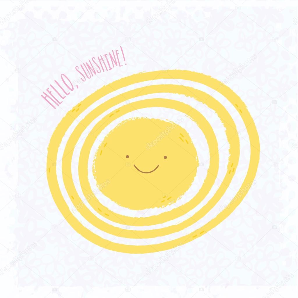 Hola, Sunshine lindo fondo de dibujos animados Vector de stock ...
