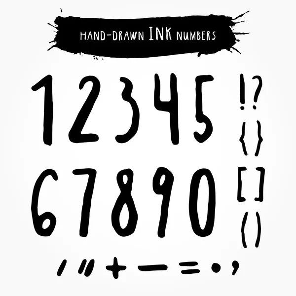 Best number fonts for tattoos | Set hand-drawn ink calligraphy numbers ...
