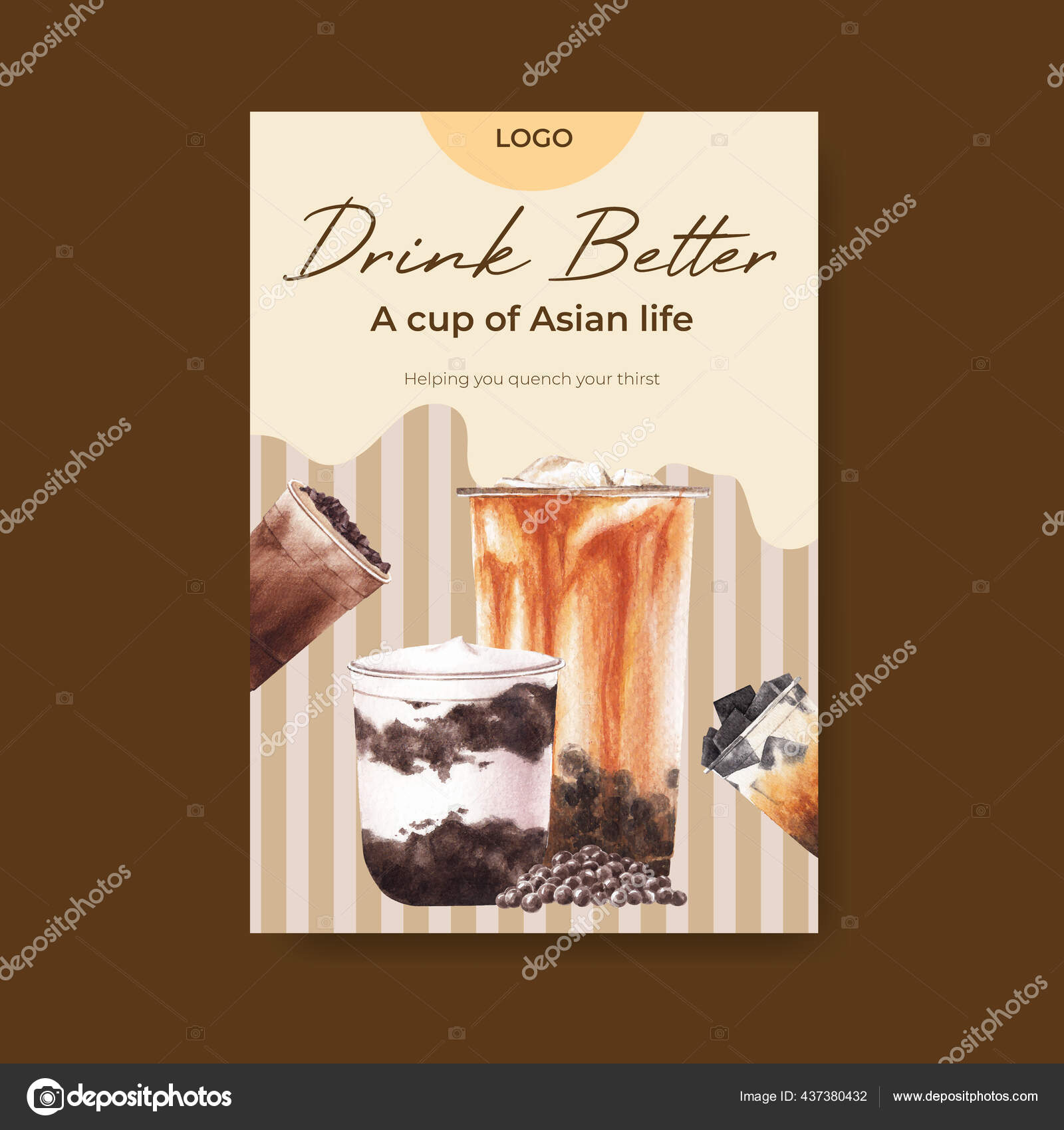 Poster Template Bubble Milk Tea Concept Design Advertise Marketing ...
