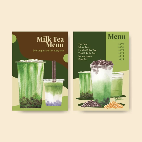 Menu Template Bubble Milk Tea Concept Design Restaurant Cafe Shop Stock ...