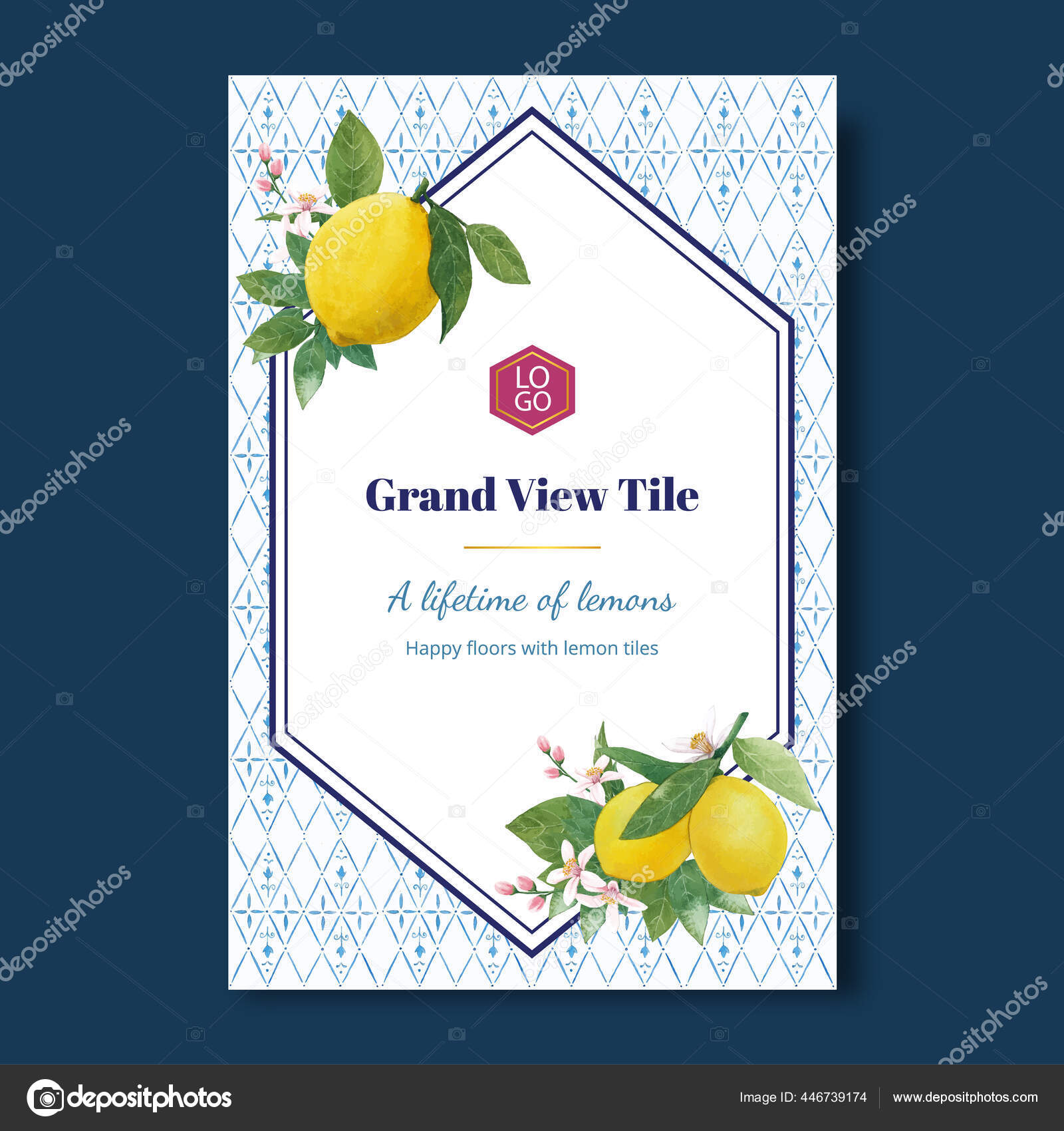 Templat Poster Dengan Desain Konsep Ubin Italia Untuk Iklan Dan Vektor ...