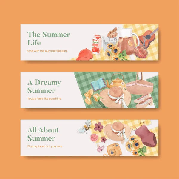 Plantilla Twitter Con Concepto Cottagecore Verano Estilo Acuarela ...