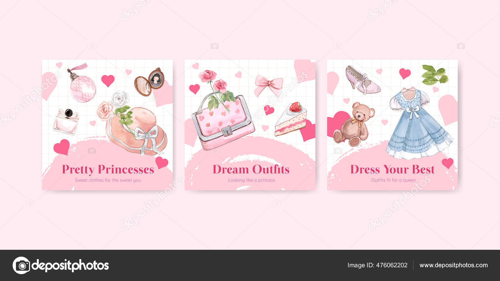 Banner Template Princess Outfit Concept Watercolor Styl Stock Vector ...
