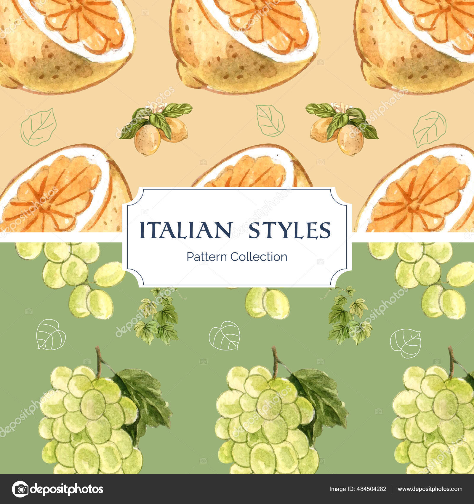 Pattern Seamless Template Italian Style Concept Watercolor Styl Stock ...