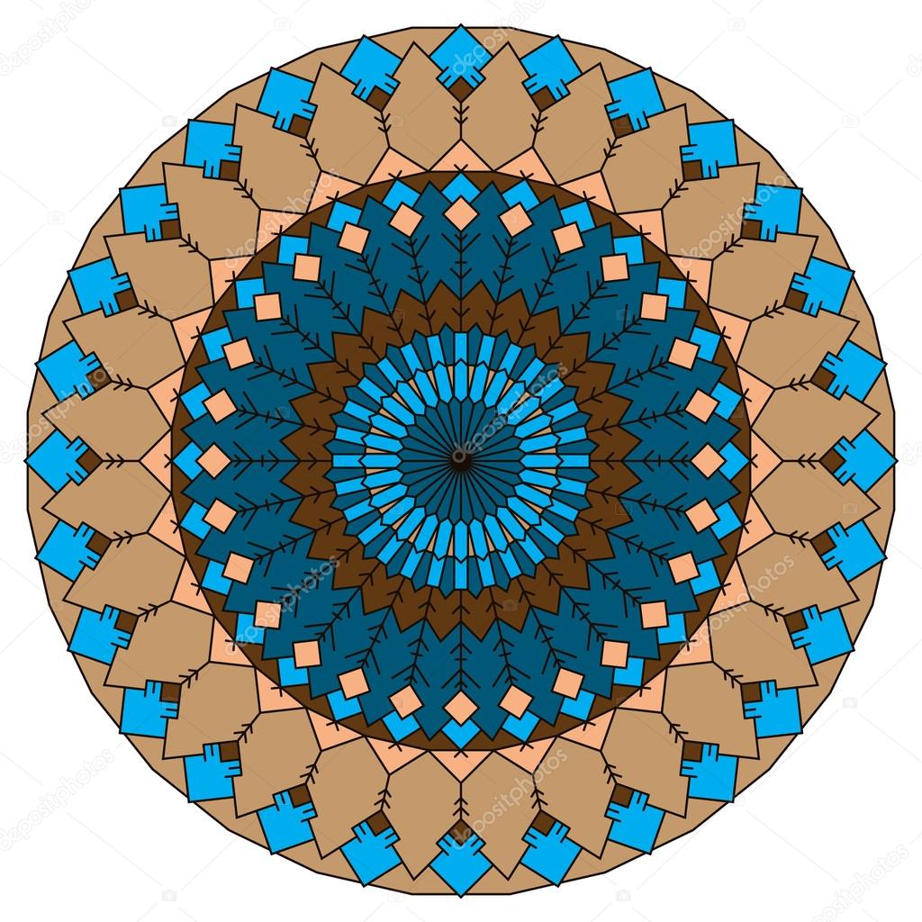 Hand drawn ethnic ornamental round abstract background with many Stock ...