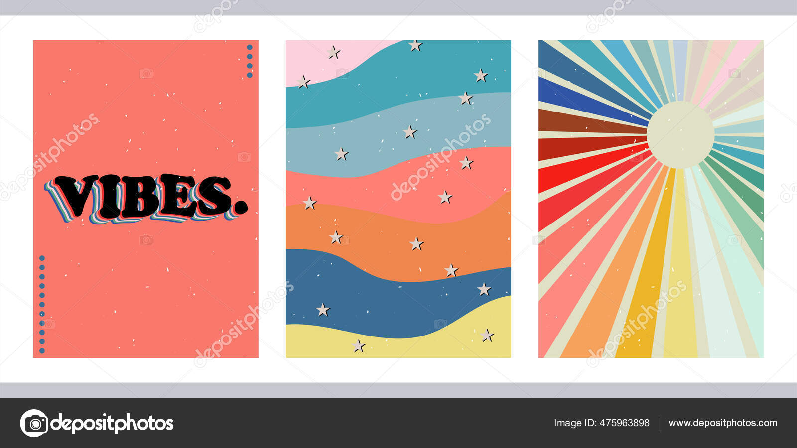 Set Three Bright Aesthetic Posters Minimalistic Posters Positive ...