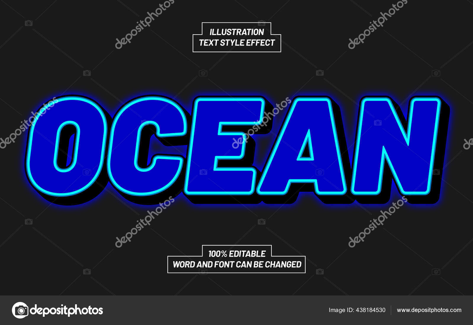 Ocean Text Style Effect Stock Vector Image by ©MZNF #438184530