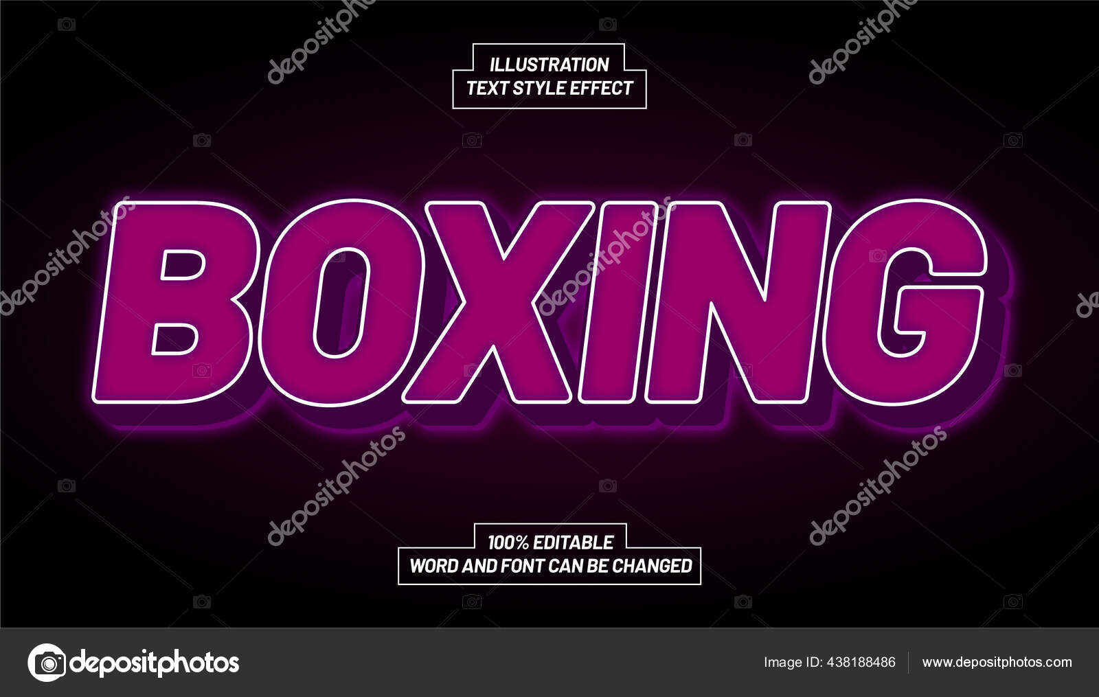 Boxing Purple Text Style Effect Stock Vector by ©MZNF 438188486
